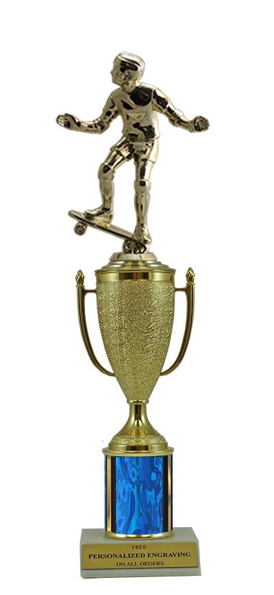 Skateboarding Trophy With Marble Base, Cup And Column | TrophyCentral