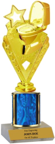 Toilet Bowl Column Trophy with Slanted White Marble