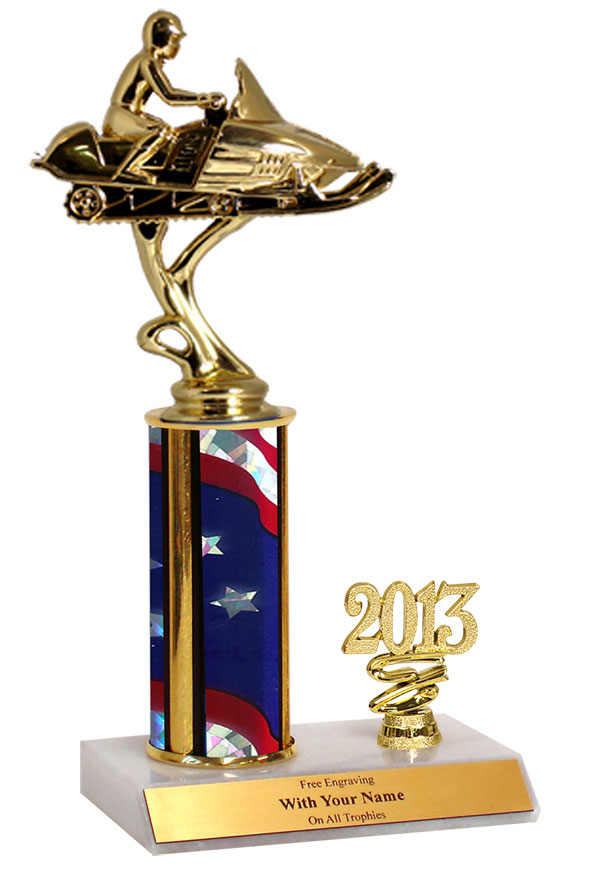 Snowmobile Trophy With Year Indicator Trim