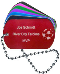 Soccer Dog Tags with Custom Engraving | Soccer Awards & Trophies