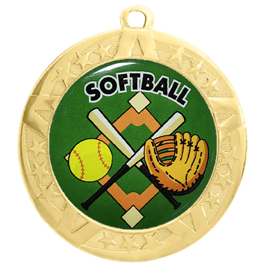 Gold Softball Medal (2 inch, T Series) | Softball Medals