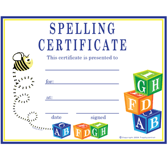 Spelling Bee Certificate Template