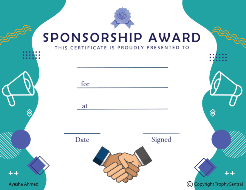 Free Sponsorship Award Certificate Template | TrophyCentral