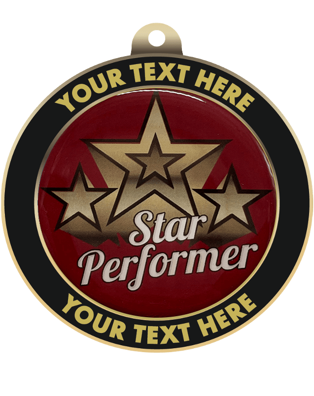 Colorful Star Performer Insert Medals with Customizable Front Rim ...