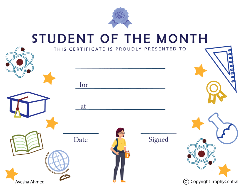 Free Student Of The Month Certificate Templates