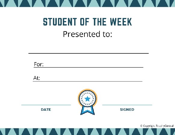 Free Student of the Week Certificate | Achievement Templates