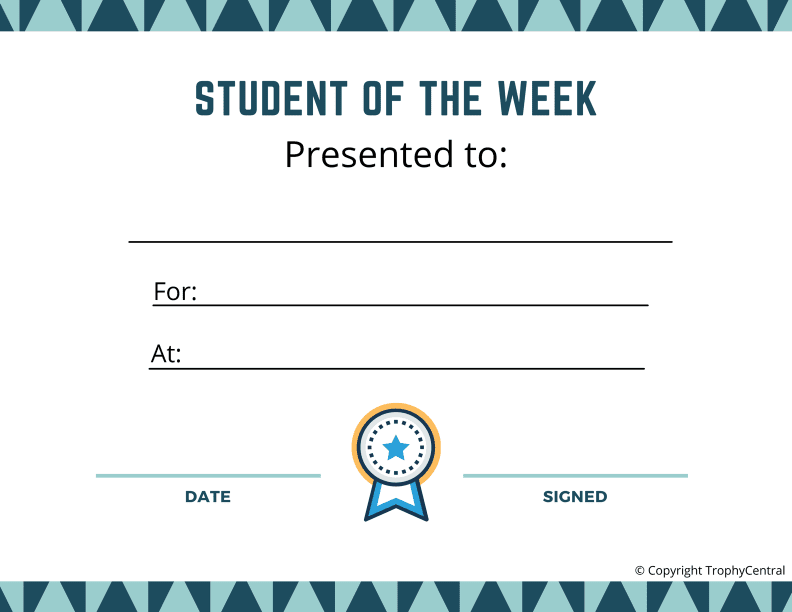 Student Of The Week Certificate Template