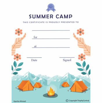 Free Summer Camp Award Certificate Template | TrophyCentral