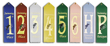Swimming Ribbons, Swimming Award Ribbons | Trophy Central