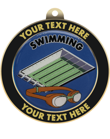 Colorful Swimming Insert Medals with Personalized Front Rim