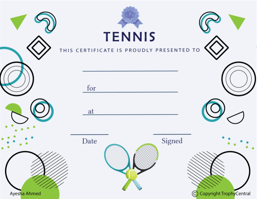 Tennis Certificate Template