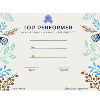 Free Top Performer Certificate Template | TrophyCentral