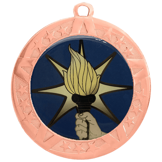 Torch T-Series Medals with a bronze frame and 2 inch Epoxy insert.