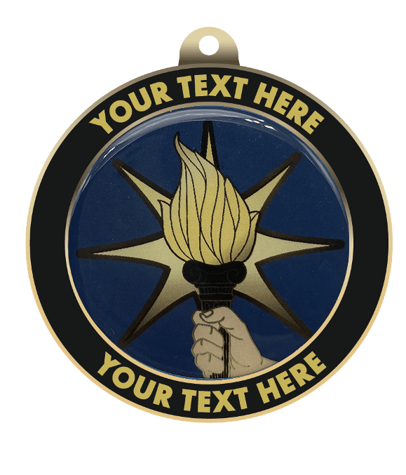 Colorful Torch Insert Medals with Customizable Front Rim | TrophyCentral