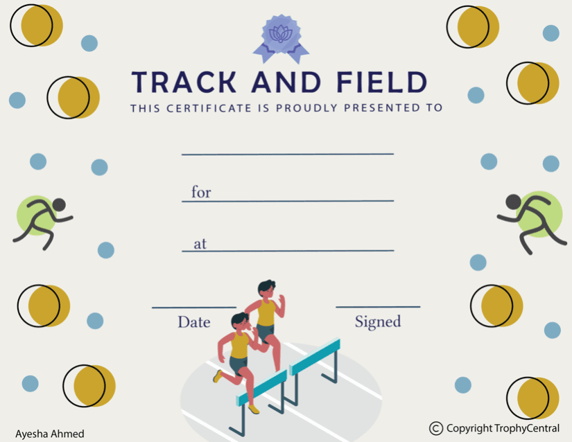 Free Male Track & Field Certificate Template | TrophyCentral