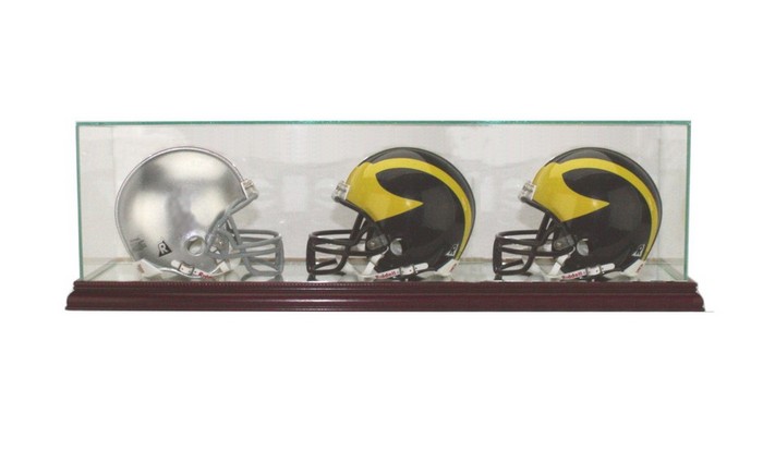 Triple Mini Helmet Glass Display Case | TrophyCentral