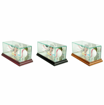 Two Baseball & Card Display Cases (Glass), Display for 2 Baseballs