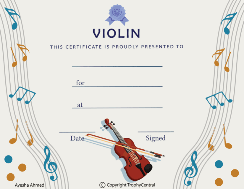 Free Violin Certificate Template | TrophyCentral