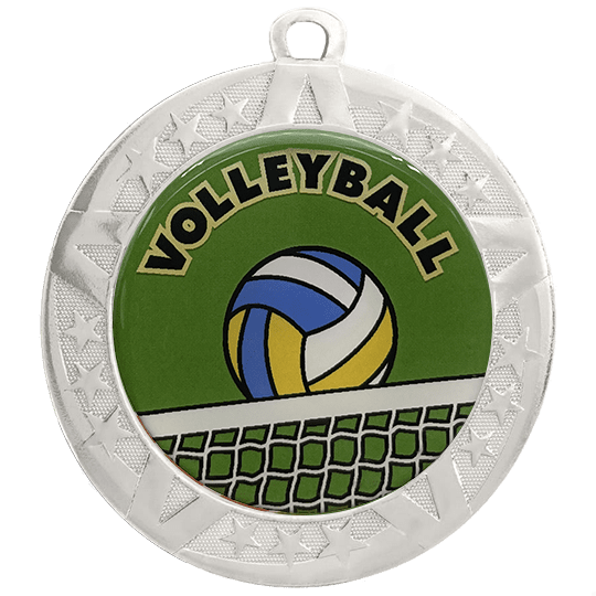 Silver Volleyball Medal (2 inch, T Series) | Volleyball Medals
