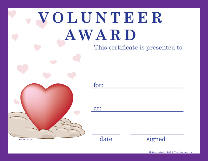 Free Volunteer Certificates | TrophyCentral