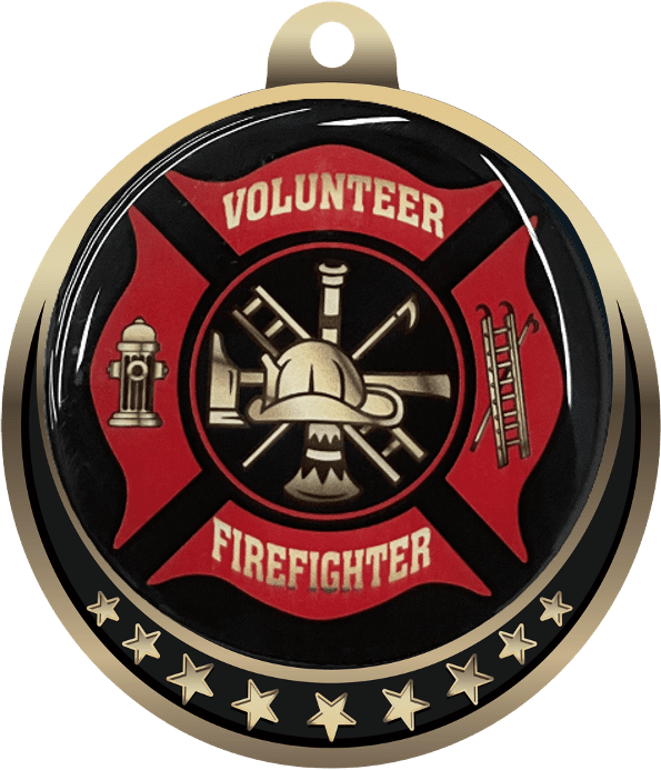 Colorful Volunteer Firefighter Insert Medals