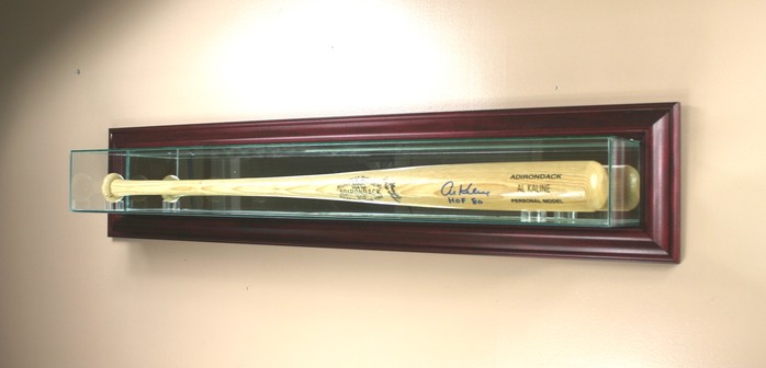 Glass Baseball Bat Display Cases - Wall Mounting