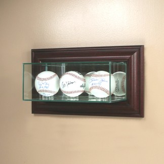 Wall Mounted Triple Baseball Glass Display Cases