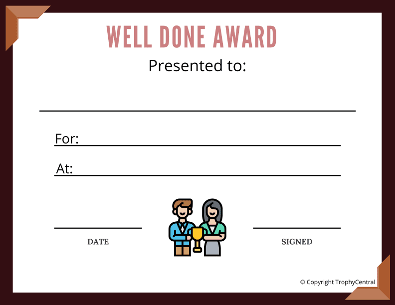 Free Well Done! Certificate Template | TrophyCentral