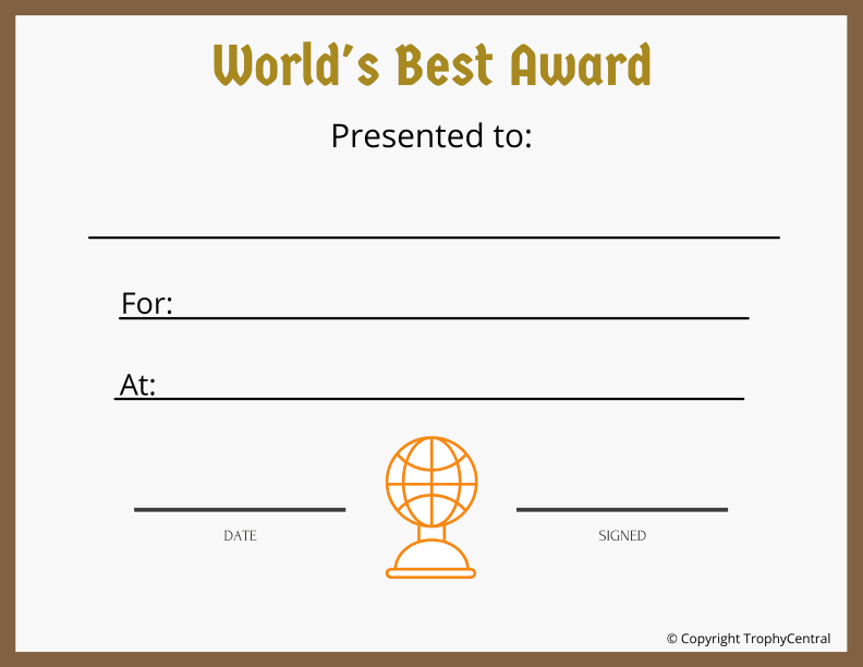 Free World's Best Certificate Template | TrophyCentral