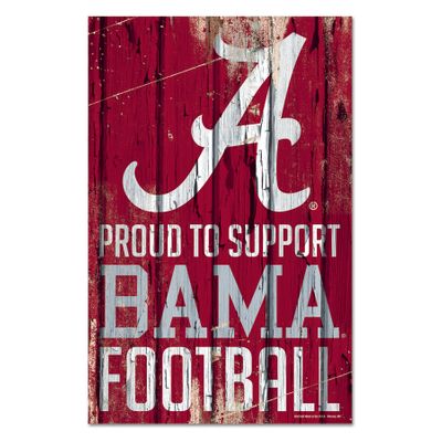 Alabama Crimson Tide "Proud to Support" Wood Sign