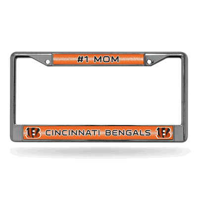 Cincinnati Bengals #1 Mom Bling Chrome License Plate Frame 12" x 6"