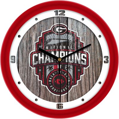Georgia Bulldogs 2022 National Champions Weathered Wood Wall Clock