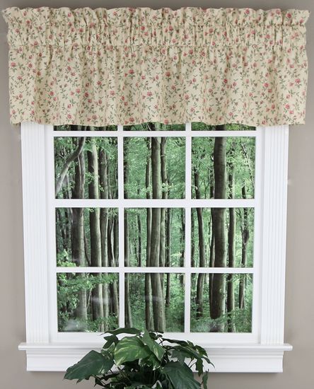 Ellis Curtains, Marcia Floral Straight Valance - Green - Country Valances
