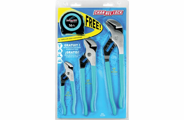 CHANNELLOCK 3 Piece Tongue & Groove Plier Set - GS-3T - INCLUDES TAPE ...