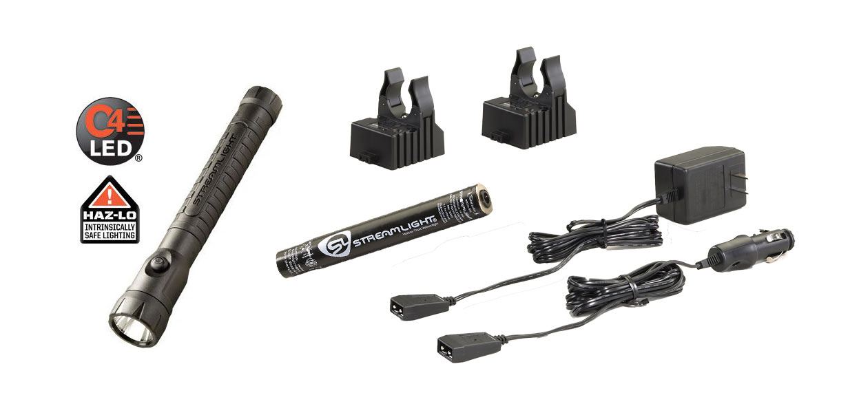 Streamlight PolyStinger LED HAZ-LO - Black - AC/DC - 2 Smart Chargers ...