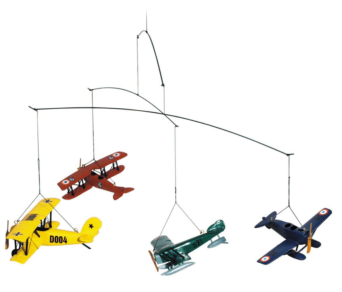 Vintage Airplanes Mobile | Realistic Wooden Airplanes