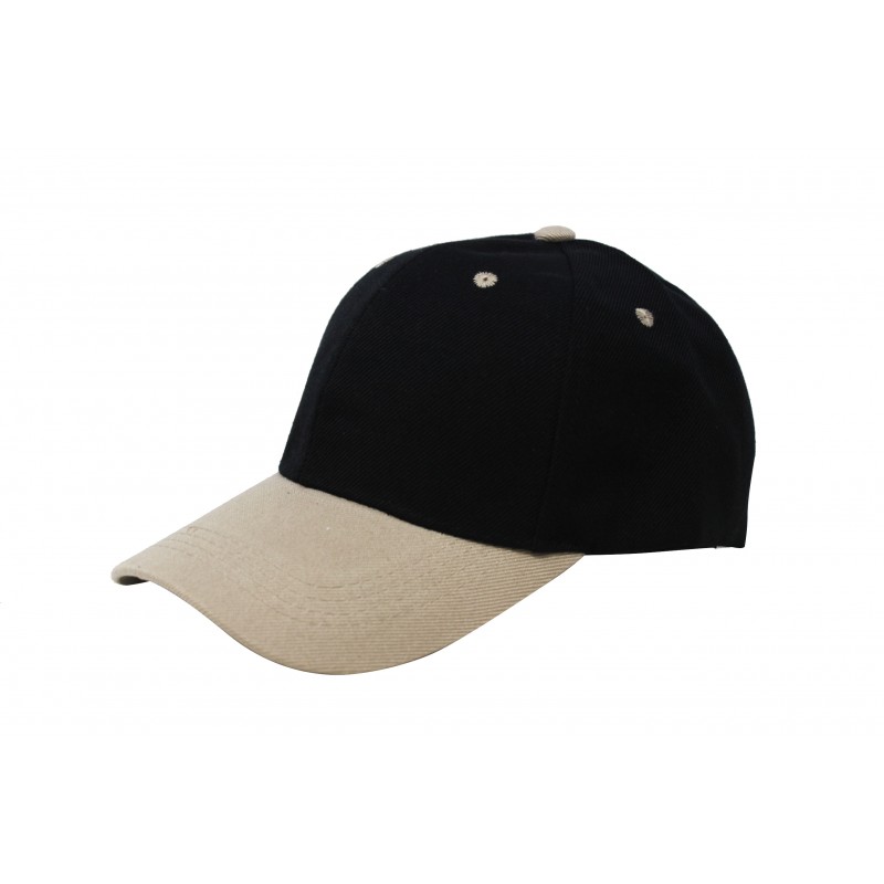 Black/Khaki Two-Tone Baseball Caps, Pro Style, DOZEN PRICED and PACKED ...
