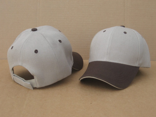 Khaki/Dark-Brown Two-Tone Sandwich Baseball Caps, Pro Style, PIECE ...