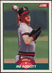 1989 Score Rookie & Traded Jim Abbott Rookie Baseball Card