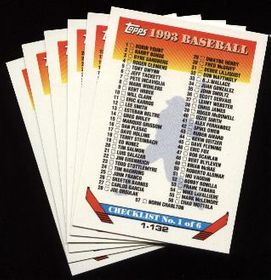 1993 Topps Baseball Checklist Set