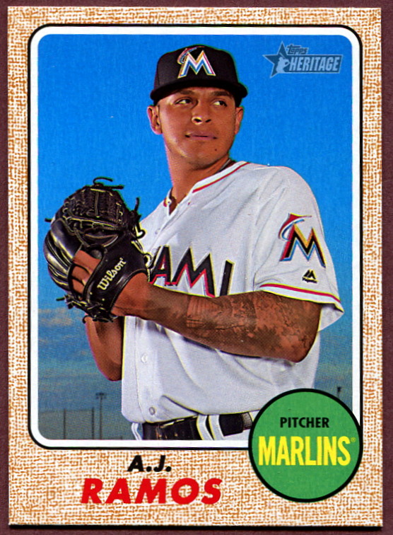 2017 Topps Heritage #309 A.J. Ramos Baseball Card - Miami Marlins