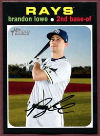2020 Topps Heritage #255 Brandon Lowe Baseball Card - Tampa Bay Rays
