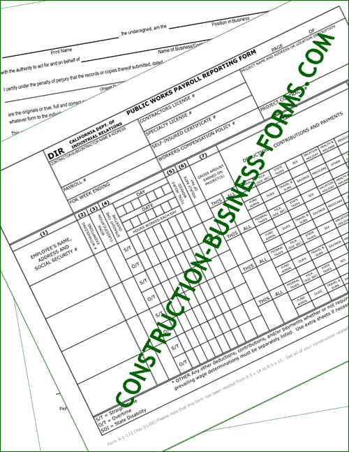 CALIFORNIA - A-1-131 Public Works Payroll Reporting Form