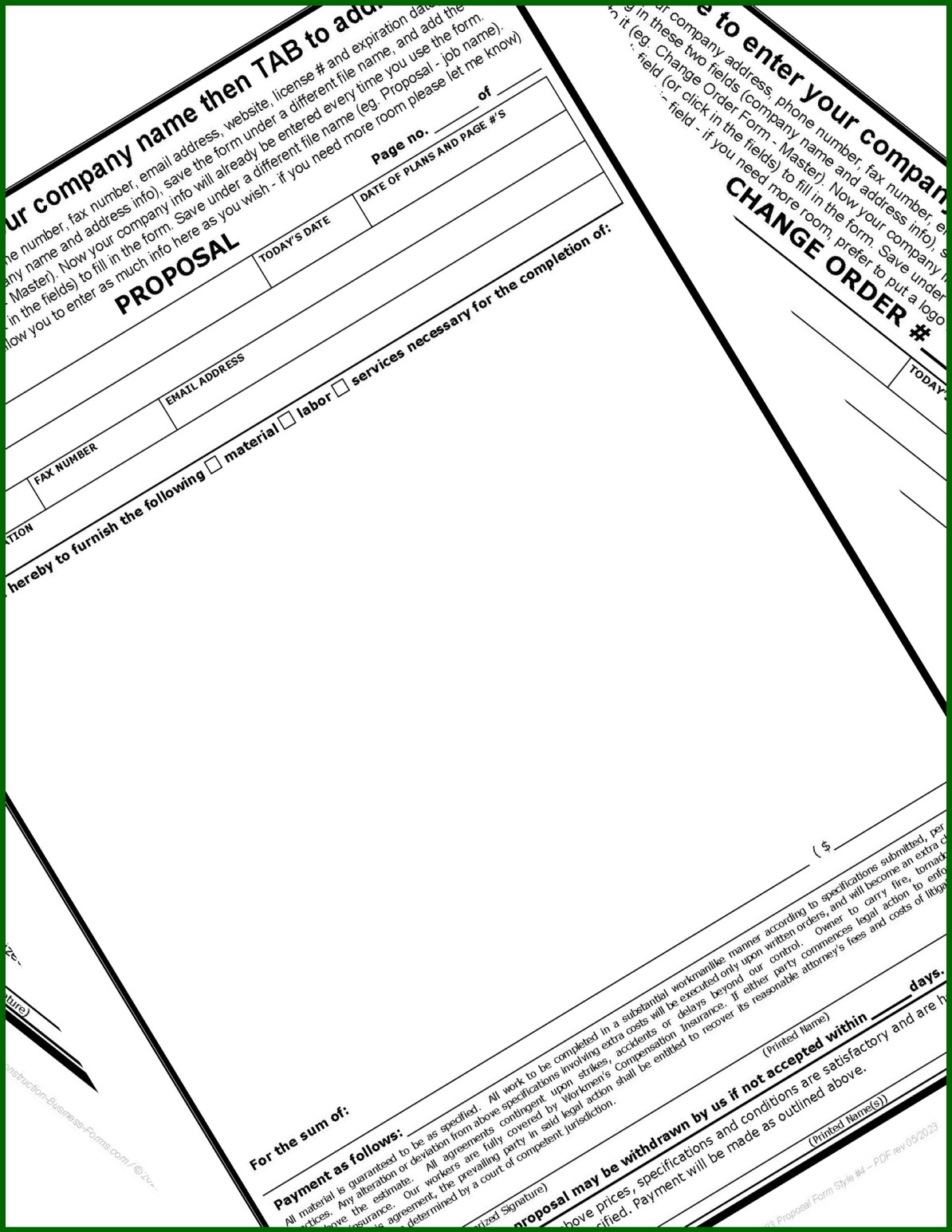 Construction Proposal and Change Order Forms