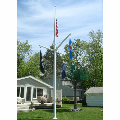 25ft Single Mast W/Yardarm & Gaff 5 Butt Dia. .156 Wall Nautical Flagpole