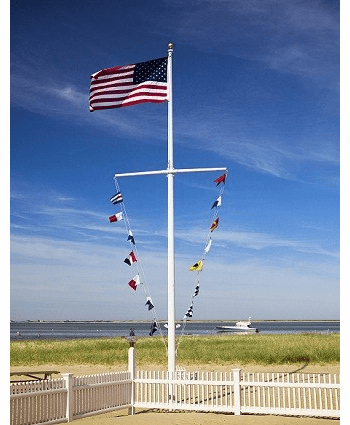 Single Mast with Yard Arm Nautical Aluminum Flagpoles