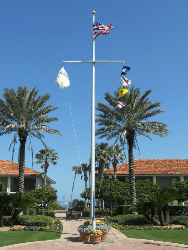 Single Mast with Yard Arm Nautical Aluminum Flagpoles
