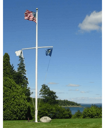 Single Mast with Yard Arm Nautical Aluminum Flagpoles