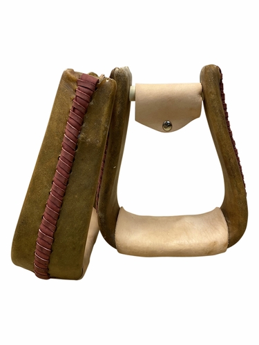 HR 3" Rawhide Covered Roper Stirrups 3050