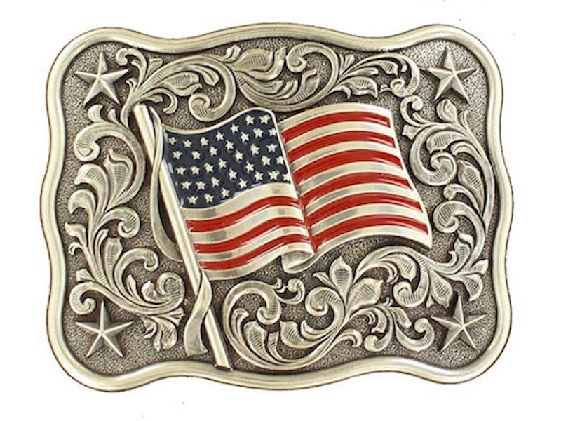 Nocona Scroll and USA Flag Buckle 37702